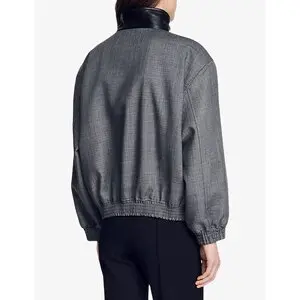 Sandro Relaxed-fit Wool Jacket With Leather Collar