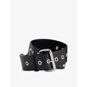 VIVIENNE WESTWOOD Westwood Logo Studded Leather Belt - Black
