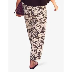 RO&ZO Zebra-print Barrel-leg Denim Jeans