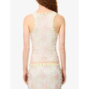 JADED LONDON Fioretta Studded Lace Tank Top