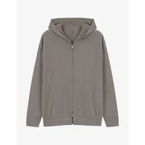 Boggi Milano Hooded Full-zip Merino-wool Sweatshirt - Taupe
