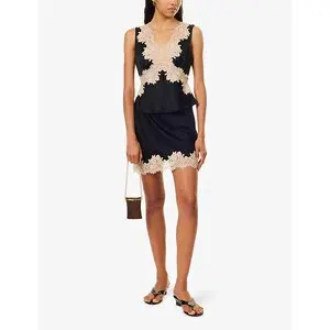 Rixo Ariah Lace-trim Satin Mini Skirt