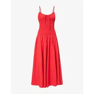 Dissh Paloma Shir Cotton Midi Dress - Red