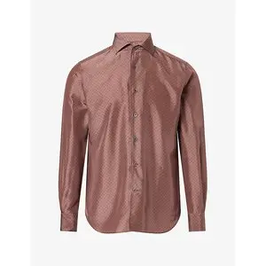 Corneliani Printed Long-sleeve Silk Shirt