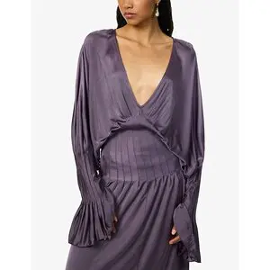 AYA MUSE Luma Draped Satin Maxi Dress
