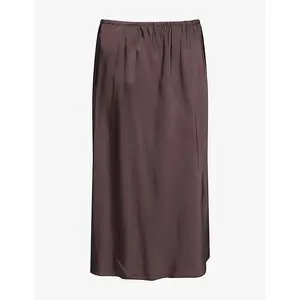 Vince Lace-trimmed Satin Midi Skirt