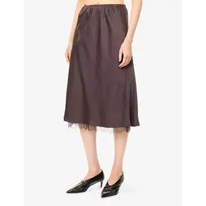 Vince Lace-trimmed Satin Midi Skirt