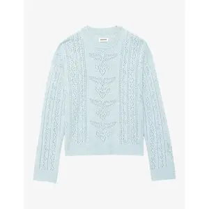 Zadig&Voltaire Markuz Pointelle-knit Wool And Cashmere-blend Jumper - Frozen
