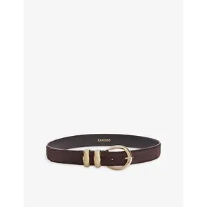 Sandro Round-buckle Suede Belt - Brown