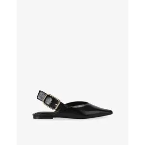 Steve Madden Sianna Leather Slingback Flats With Gold-toned Buckle