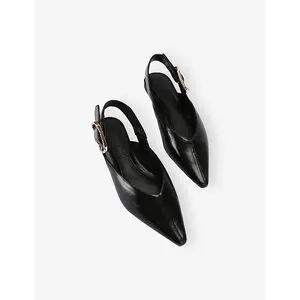 Steve Madden Sianna Leather Slingback Flats With Gold-toned Buckle