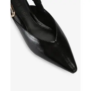 Steve Madden Sianna Leather Slingback Flats With Gold-toned Buckle