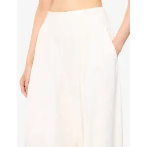 ASHLYN Blaine Barrel-leg Cotton Trousers - White