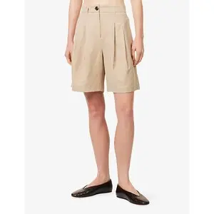 ME+EM Pleated Linen Blend Shorts