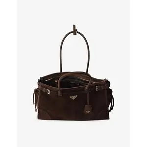Prada Bonnie Large Suede Top Handle Bag - Brown