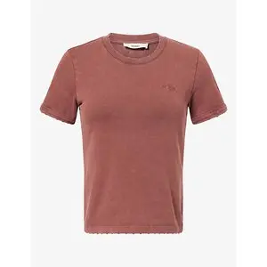 SIEDRES Corvo Embroidered Washed Cotton-jersey T-shirt - Brown