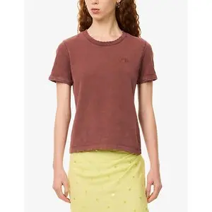 SIEDRES Corvo Embroidered Washed Cotton-jersey T-shirt