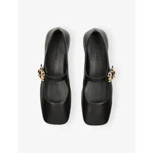 Bottega Veneta Lucy Leather Ballerina Flats With Intrecciato Buckle