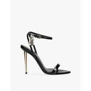TOM FORD Padlock 105 Patent Leather Heeled Sandals - Black