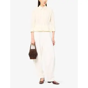 ASHLYN Cotton Pleated Peplum Shirt