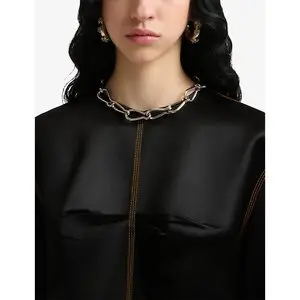 Marni Contrast-stitch Satin Midi Dress