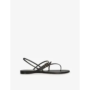 HERBERT LEVINE Starry Eyed Leather Flat Sandals - Dark Brown