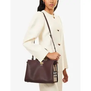 Burberry Small Cotswolds Leather Tote Bag - Vineyard Red