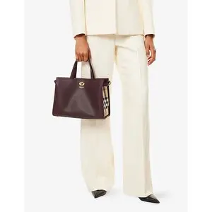 Burberry Small Cotswolds Leather Tote Bag - Vineyard Red