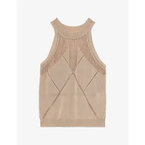 REISS Maya Knitted Cotton-blend Vest Top - Neutral