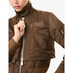 Sacai Overlay Funnel Neck Woven Jacket