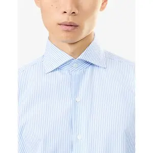 FINAMORE 1925 Napoli Striped Long-sleeve Cotton Shirt - Blu Stripe