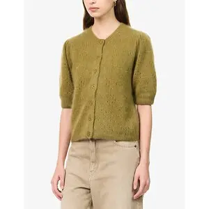 FRAME Airy Short-sleeve Cashmere Cardigan