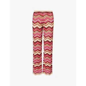 Devon Windsor Cierra Chevron-stripe Knitted Trousers - Berry