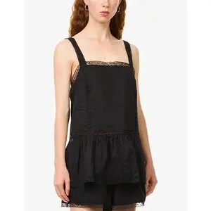 Dissh Rosin Lace-trim Cotton-voile Top