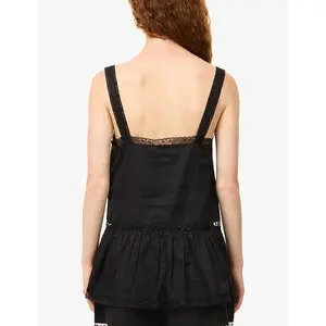 Dissh Rosin Lace-trim Cotton-voile Top