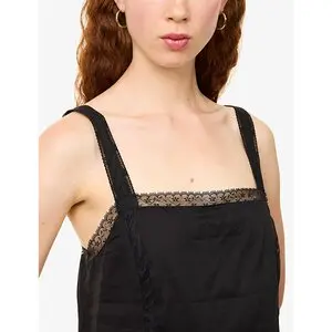Dissh Rosin Lace-trim Cotton-voile Top