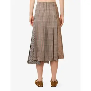 COACH Heritage Plaid-pattern Twill Midi Skirt