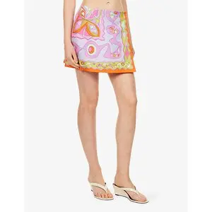 Emilio Pucci Printed Silk Wrap-over Mini Skirt