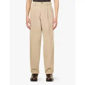 THE ROW Tomasino Pleated Wide-leg Cotton Trousers
