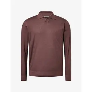 Corneliani Open-collar Virgin-wool Polo Jumper - Plum