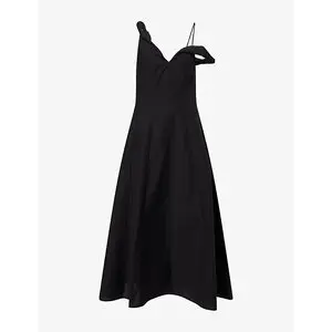 ROHE FRAMES Twisted Off-shoulder Cotton-blend Midi Dress