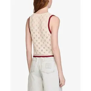 Sandro Sleeveless Crochet Knitted Cardigan