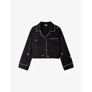 Sandro Beaded Relaxed-fit Woven Shirt - Black
