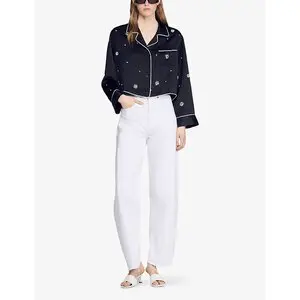 Sandro Beaded Relaxed-fit Woven Shirt