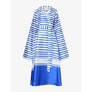 ARAM Striped Relaxed-fit Satin Kaftan