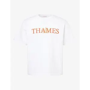 THAMES Logo-print Embroidered Cotton T-shirt