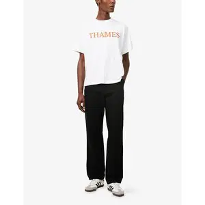 THAMES Logo-print Embroidered Cotton T-shirt