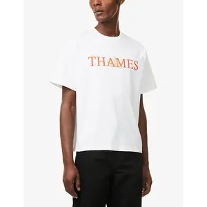 THAMES Logo-print Embroidered Cotton T-shirt