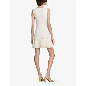 Sandro Floral Embellished Pleated Hem Knitted Mini Dress