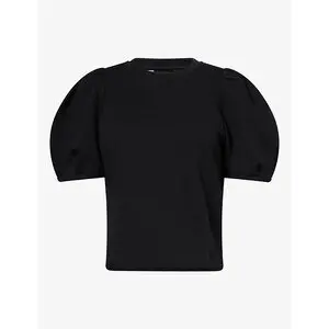ME+EM Puffed-sleeve Cotton And Modal T-shirt - Black
